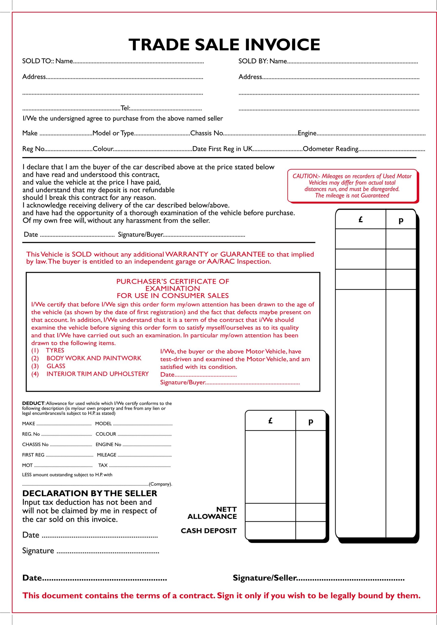 Trade sales invoice pad - Tagster Ltd